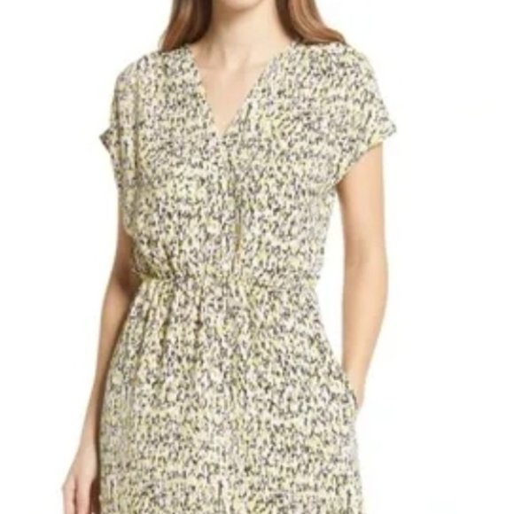 Halogen | Dresses | Halogen Blackyellow Pattern Front Wrap Dress | Poshmark